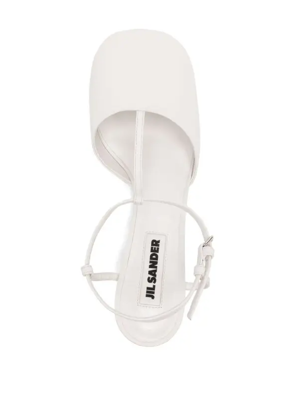 JIL SANDER Leather T-bar Pumps - White