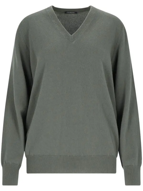 CANESSA Cashmere V-neck Sweater - Green