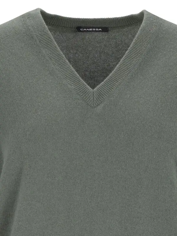 CANESSA Cashmere V-neck Sweater - Green