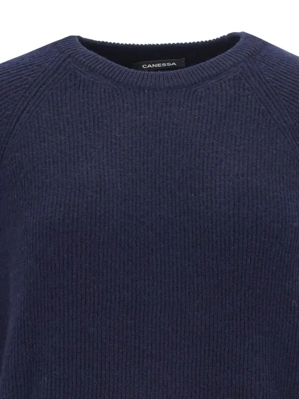 CANESSA Cashmere Crew Neck Sweater - Blue