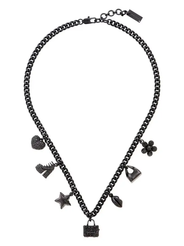Marc Jacobs Mini Icon Pave-charm Necklace - Black