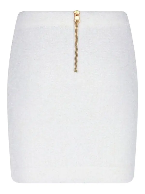 Balmain Bouclé Mini Skirt - White