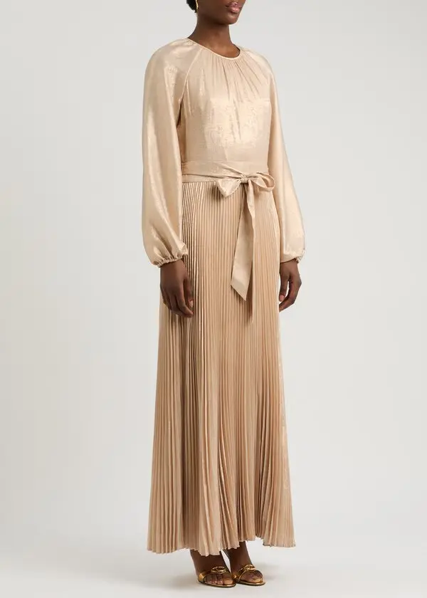 Simkhai Metallic Maxi Dress With Belt In Gold - 50% Off | Editorialist