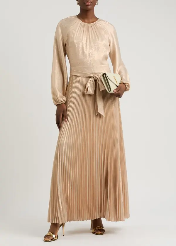 chinese dress ladies Gold Velvet Maxi Dress with Rhinestone Belt – Ravishing Belle main image 1
