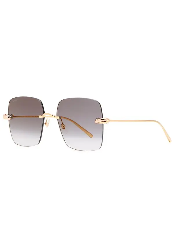 CARTIER Trinity Rimless Square-frame Sunglasses - Gold