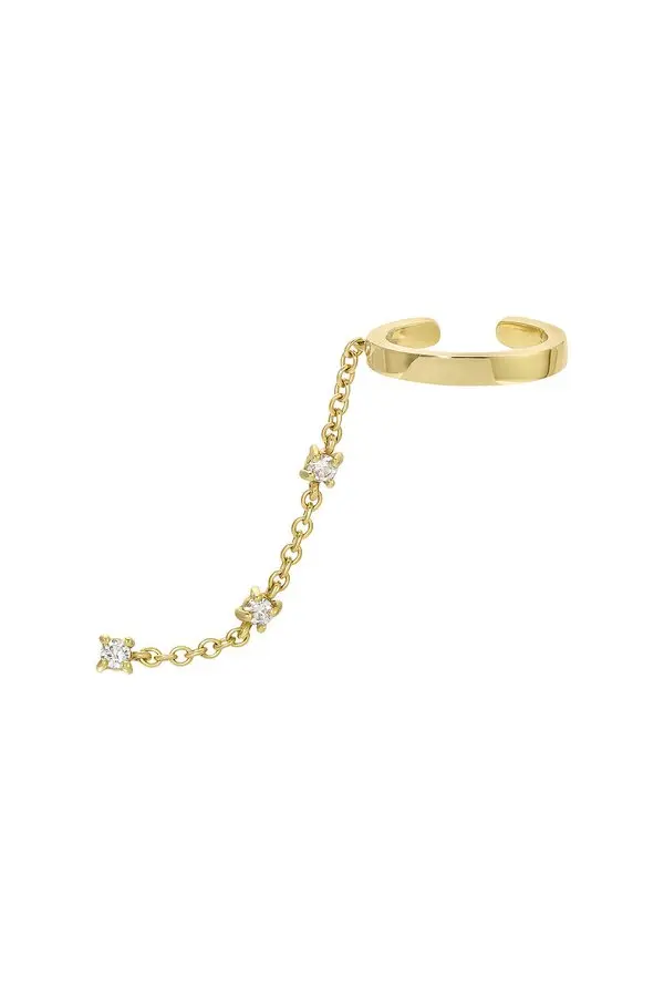 ISA GRUTMAN Diamond Chain Ear Cuff - Yellow Gold