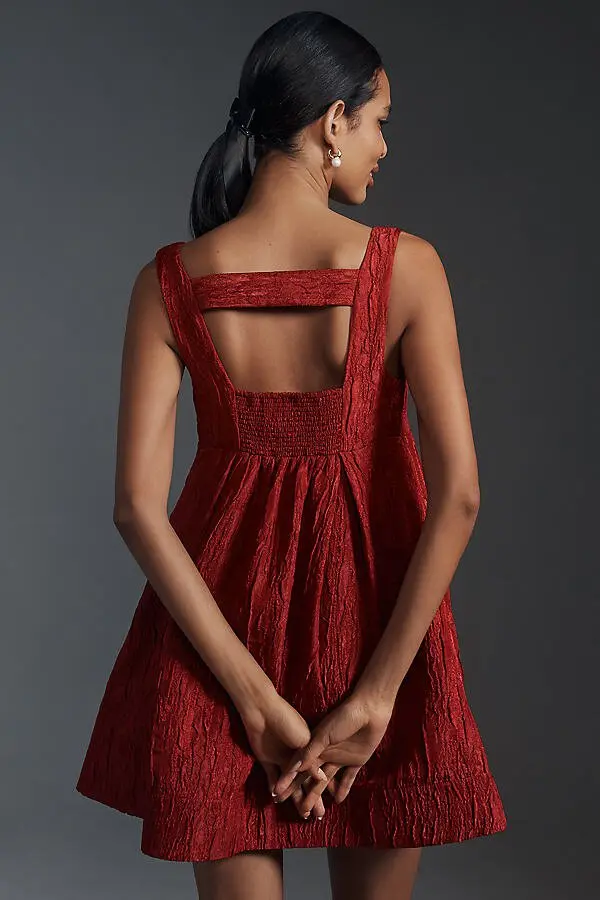 maeve square neck babydoll mini dress Sleeveless Textured Babydoll Mini Dress