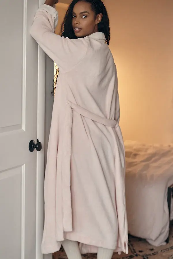 PAPINELLE Plush Sherpa Robe & Sleep Mask Set
