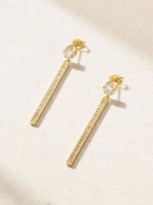 JENNIFER MEYER Illusion 18-karat Diamond Earrings - Gold