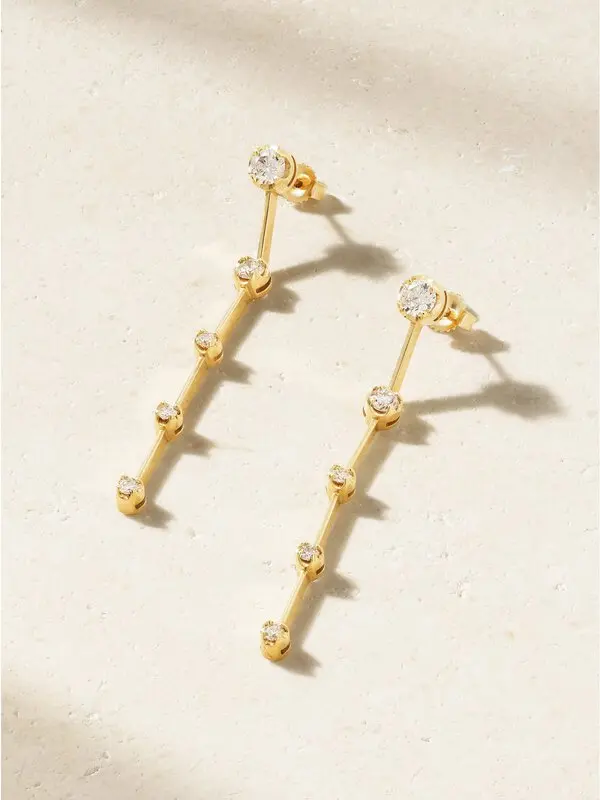 JENNIFER MEYER Linear 5 Illusion 18-karat Diamond Earrings - Gold