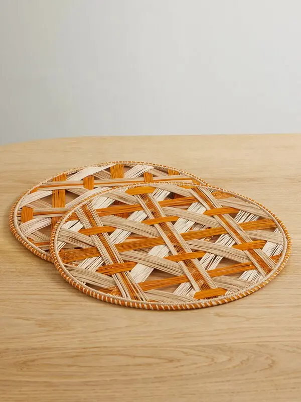 La DoubleJ Set Of Two Straw Placemats - Orange