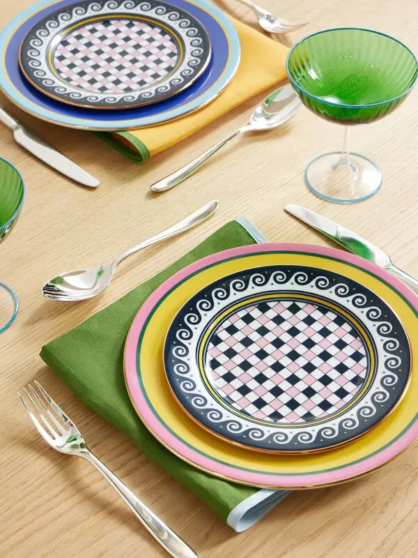 La DoubleJ Set Of Two Gold-plated Porcelain Dessert Plates