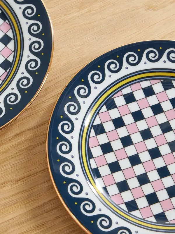 La DoubleJ Set Of Two Gold-plated Porcelain Dessert Plates