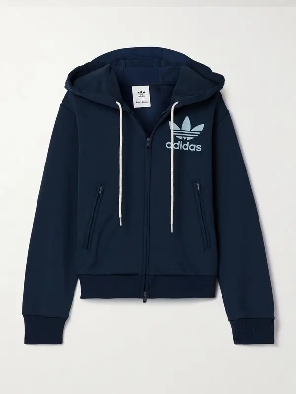 Adidas Originals By Alexander Wang Wales Bonner Hooded Recycled-jersey Track Jacket - Blue
