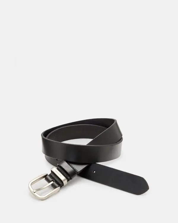 ALLSAINTS Angus Leather Hip Belt - Black/nickel