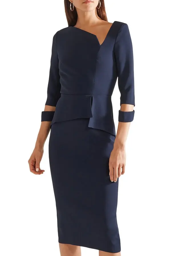 Roland Mouret Dunne Asymmetric Dress In Navy - 75% Off | Editorialist