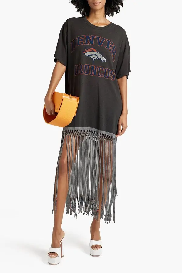 Conner Ives Denver Broncos Printed Cotton Jersey Midi Dress In Dark Gray -  50% Off | Editorialist