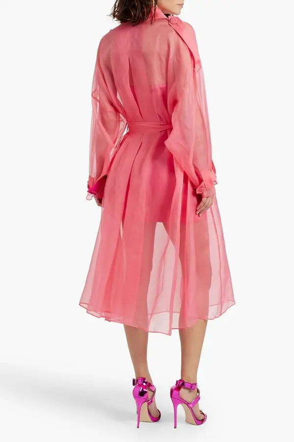 Dolce & Gabbana Belted Silkchiffon Trench Coat