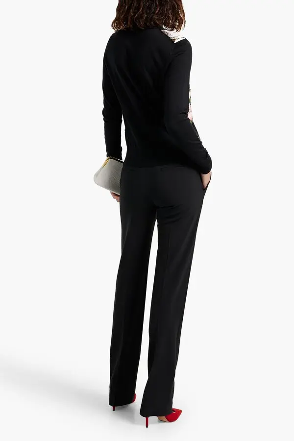 Dolce & Gabbana Printed Twill-paneled Cashmere-blend Cardigan