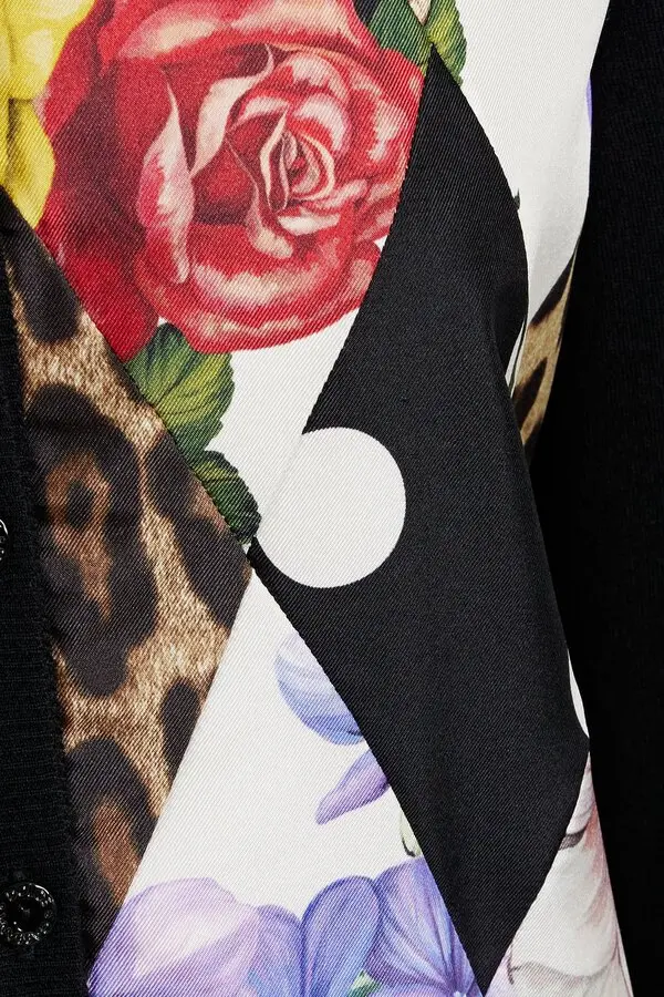 Dolce & Gabbana Printed Twill-paneled Cashmere-blend Cardigan