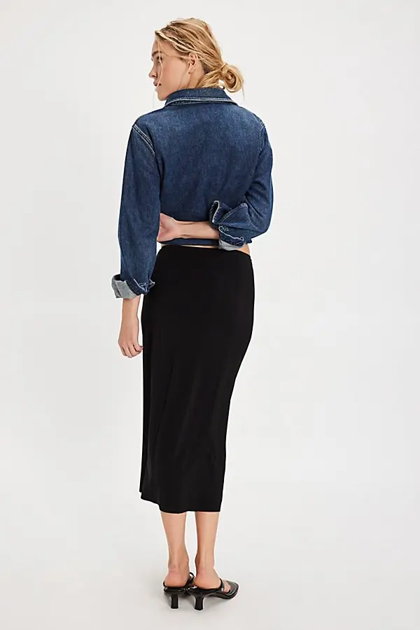 Norma Kamali Straight Midi Skirt - Black