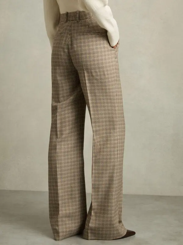REISS Vida Wool Houndstooth Trousers