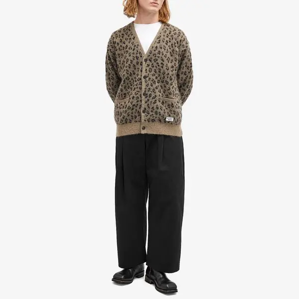Wacko Maria Leopard Mohair Cardigan In Beige - 30% Off | Editorialist