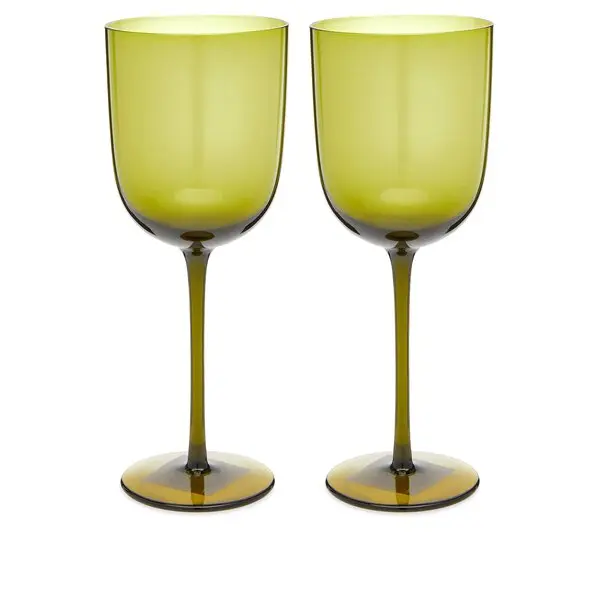 FERM LIVING Host Red Wine Glasses Set Of 2 - Moss Green