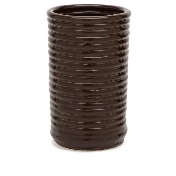 FERM LIVING Corduroy Ceramic Vase - Dark Brown