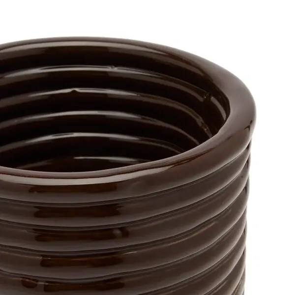 FERM LIVING Corduroy Ceramic Vase - Dark Brown