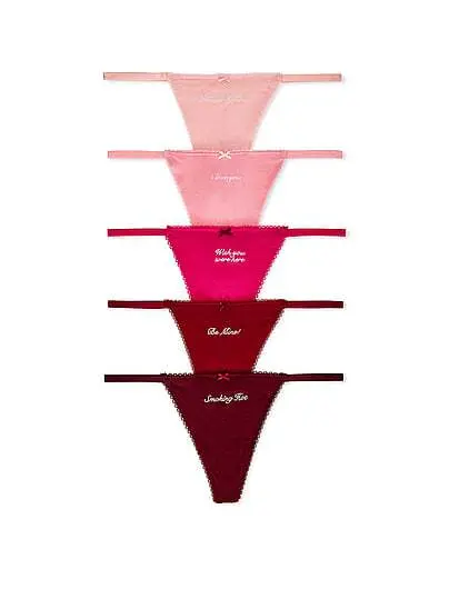 Victoria's Secret 3-pack Exploded Logo Stretch Cotton V-string Panties - Print