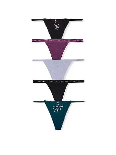 Victoria's Secret 5-pack Stretch Cotton V-string Panties - Print
