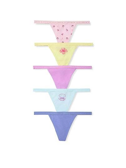 Victoria's Secret 5-pack Stretch Cotton V-string Panties - Print