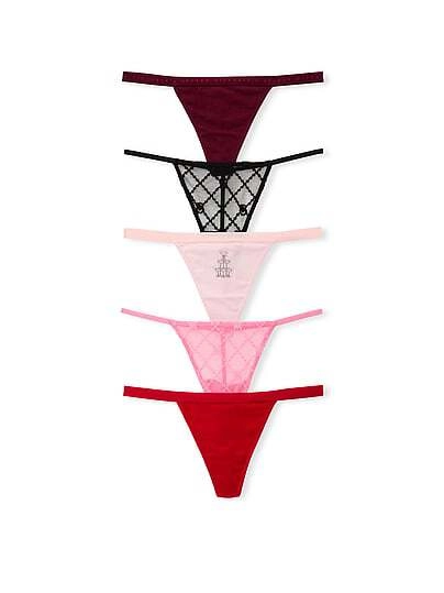 Victoria's Secret 5-pack Stretch Cotton V-string Panties - Print