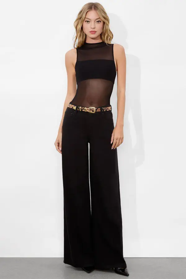 Alice + Olivia Hayden Leather Belt - Black