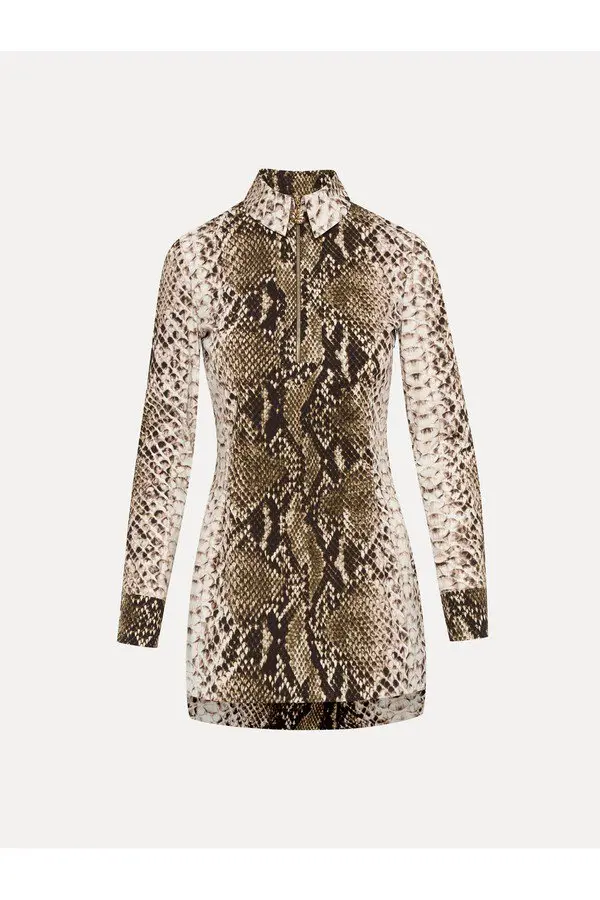Oscar De La Renta Snake Print Cotton Poplin Shirt Dress In Gold - 50% Off |  Editorialist