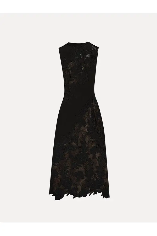 Oscar De La Renta Marbled Carnation Guipure Inset Dress In Floral - 50% Off  | Editorialist