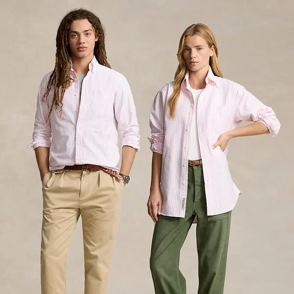Ralph Lauren Classic Fit Striped Oxford Shirt In White/New Rose - 20% Off |  Editorialist