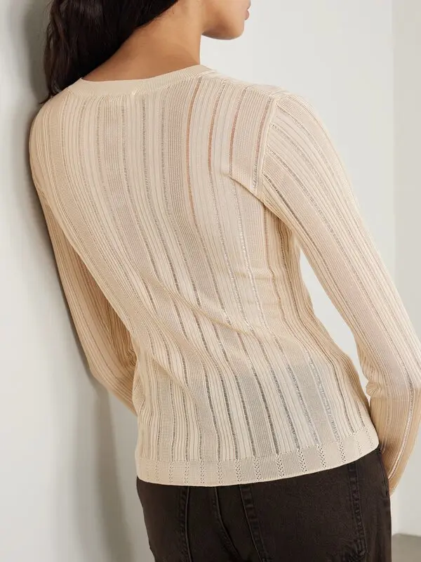 FRAME Ribbed-knit Henley Top