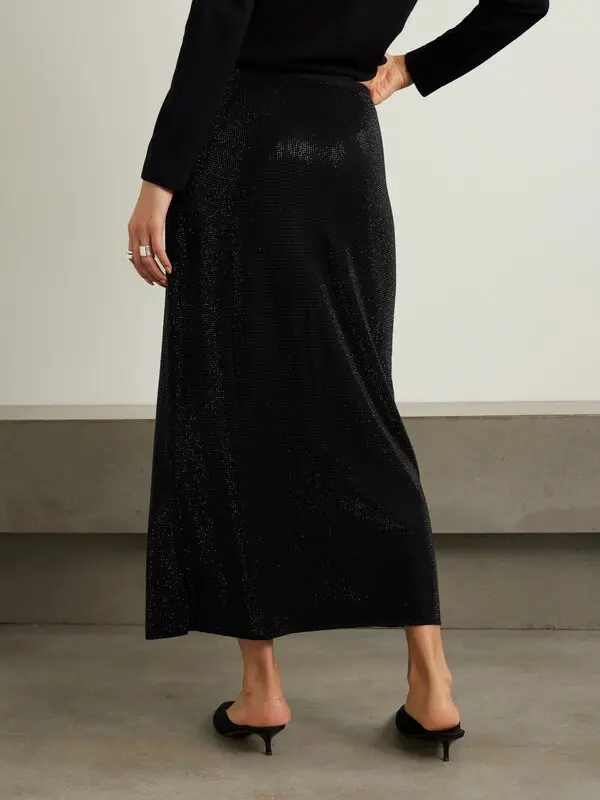 LESET James Crystal-embellished Merino Wool Midi Skirt