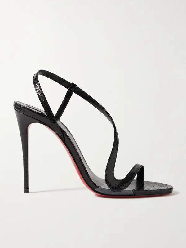 CHRISTIAN LOUBOUTIN Rosalie 100 Cracked-leather Sandals - Black