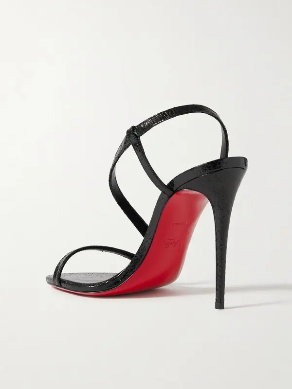 CHRISTIAN LOUBOUTIN Rosalie 100 Cracked-leather Sandals - Black