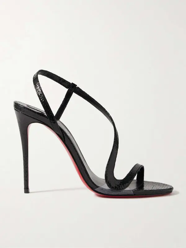 CHRISTIAN LOUBOUTIN Rosalie 100 Cracked-leather Sandals - Black