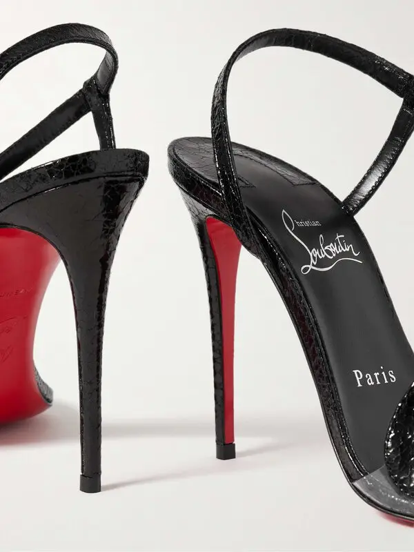 CHRISTIAN LOUBOUTIN Rosalie 100 Cracked-leather Sandals - Black