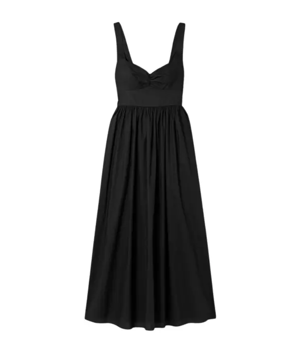 Matteau Gathered Organic Cotton-Poplin Midi Dress - Black - 50% Off |  Editorialist