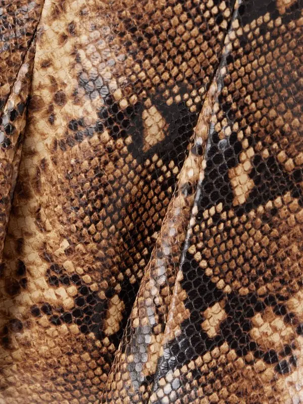 SALON 1884 Izabel Paneled Snake-effect Leather Peplum Top