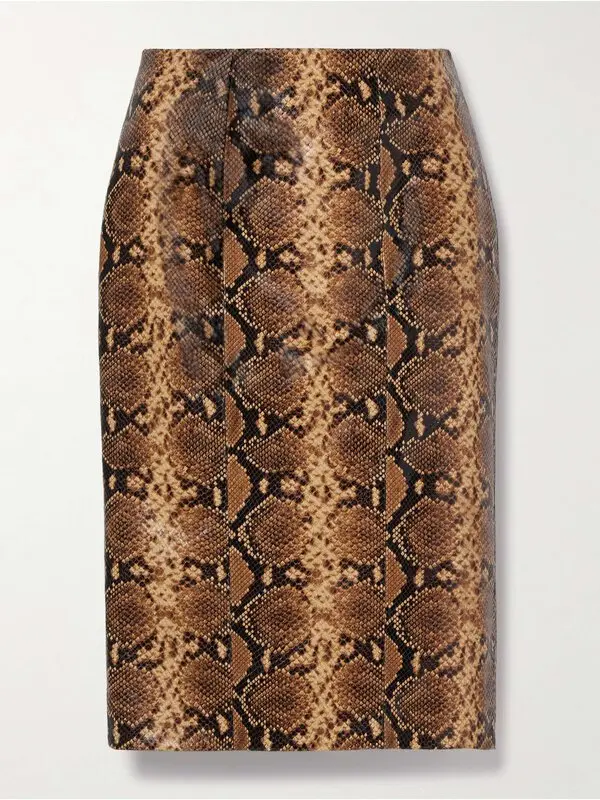 SALON 1884 Yvette Snake-effect Leather Skirt