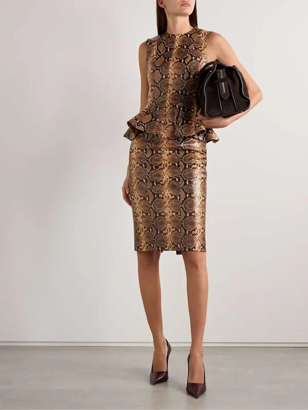 SALON 1884 Yvette Snake-effect Leather Skirt