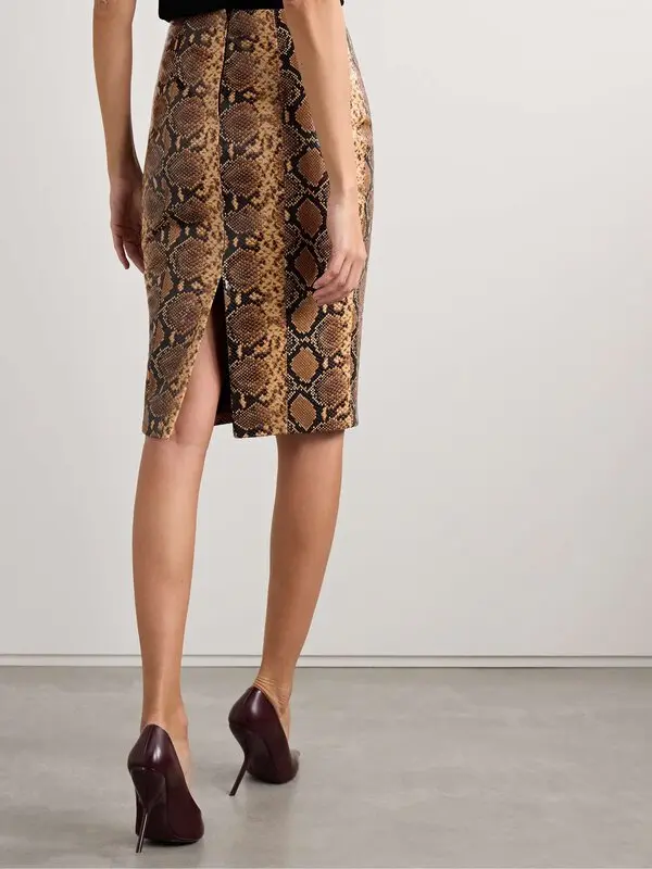 SALON 1884 Yvette Snake-effect Leather Skirt