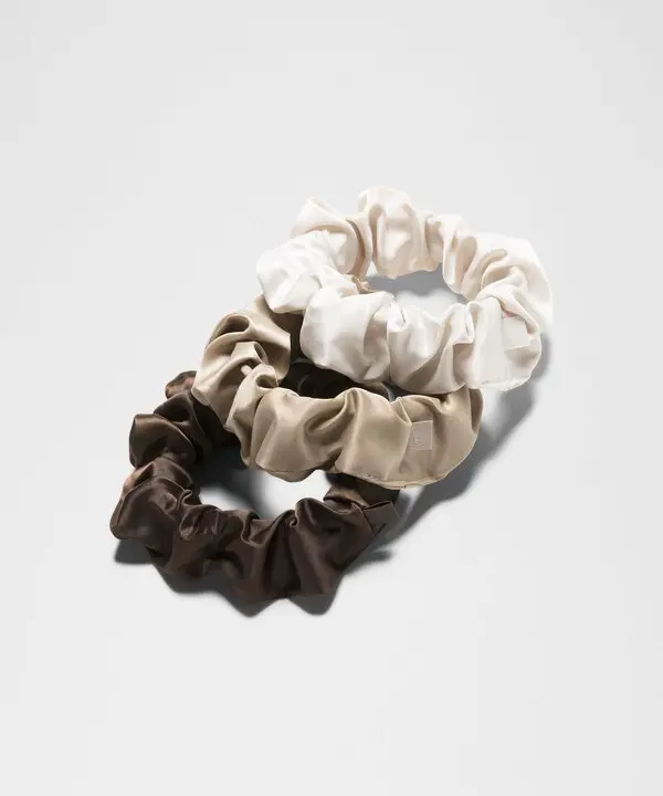 Lululemon Satin Scrunchies - Walnut Crunch/wacky Khaki/light Ivory